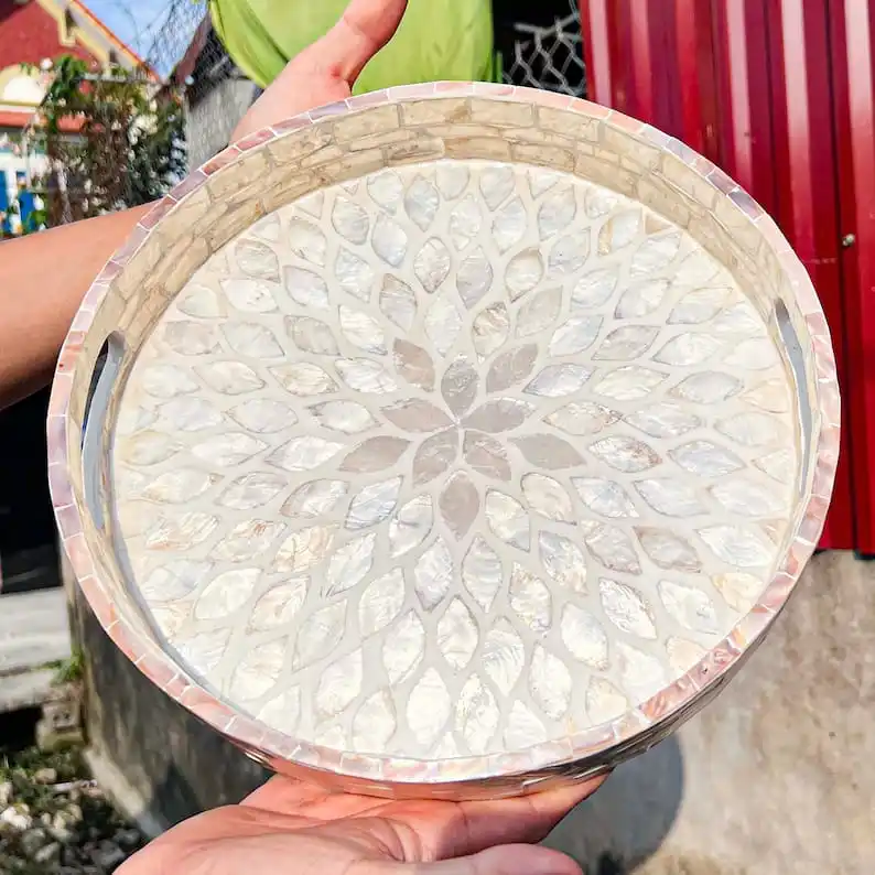 Exquisite Seashell Inlays Serving Tray Customized Sizes And Shape ...