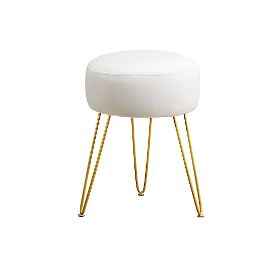Buy Pouf Stool With High Grade Metal Made Gold Finished & Colored Seat ...