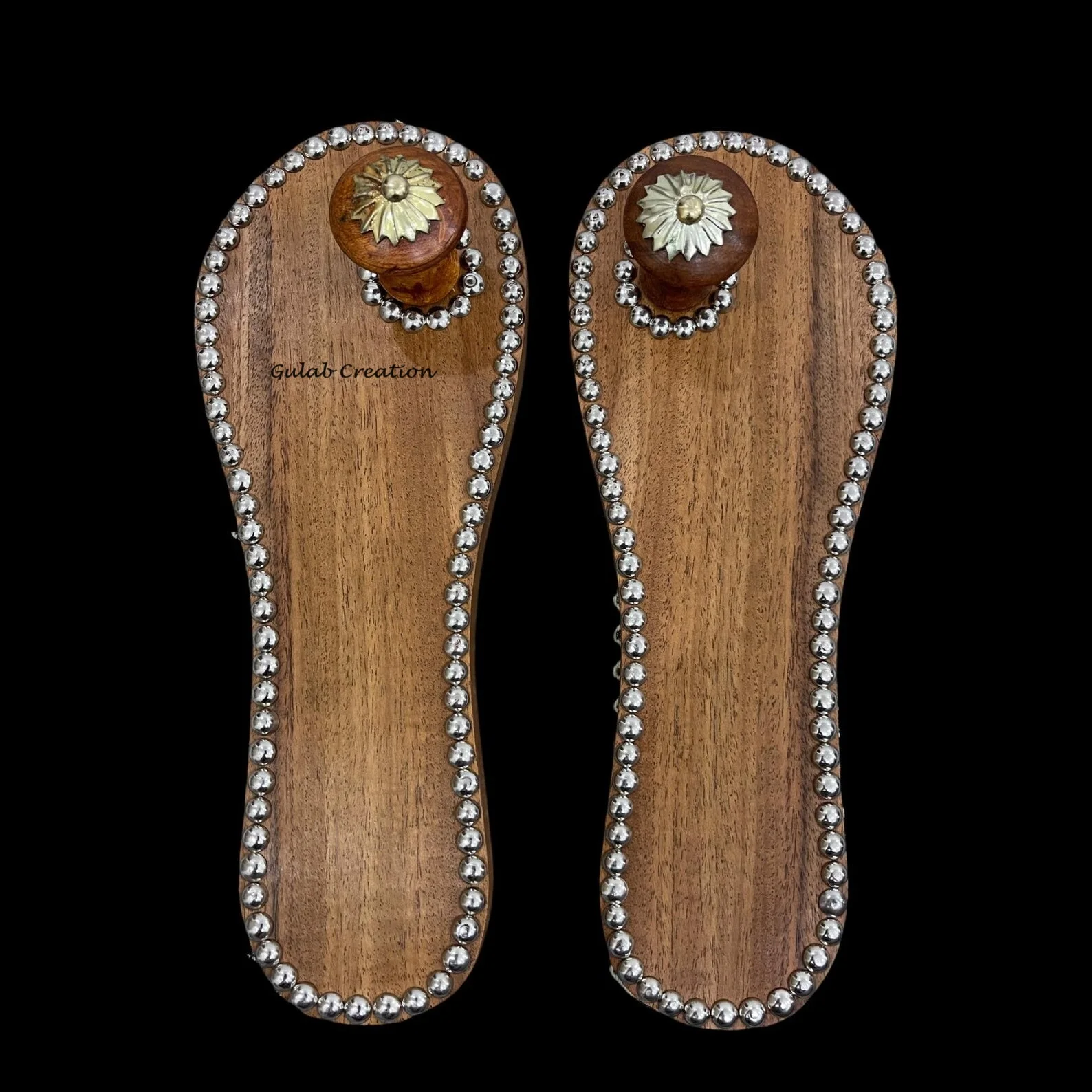Hand Crafted Wood Slipper - Traditional Indian Khadama