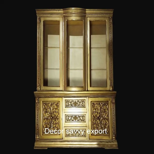 Latest Wood Almirah Antique Design Gold Color Handcrafted Almirah With ...