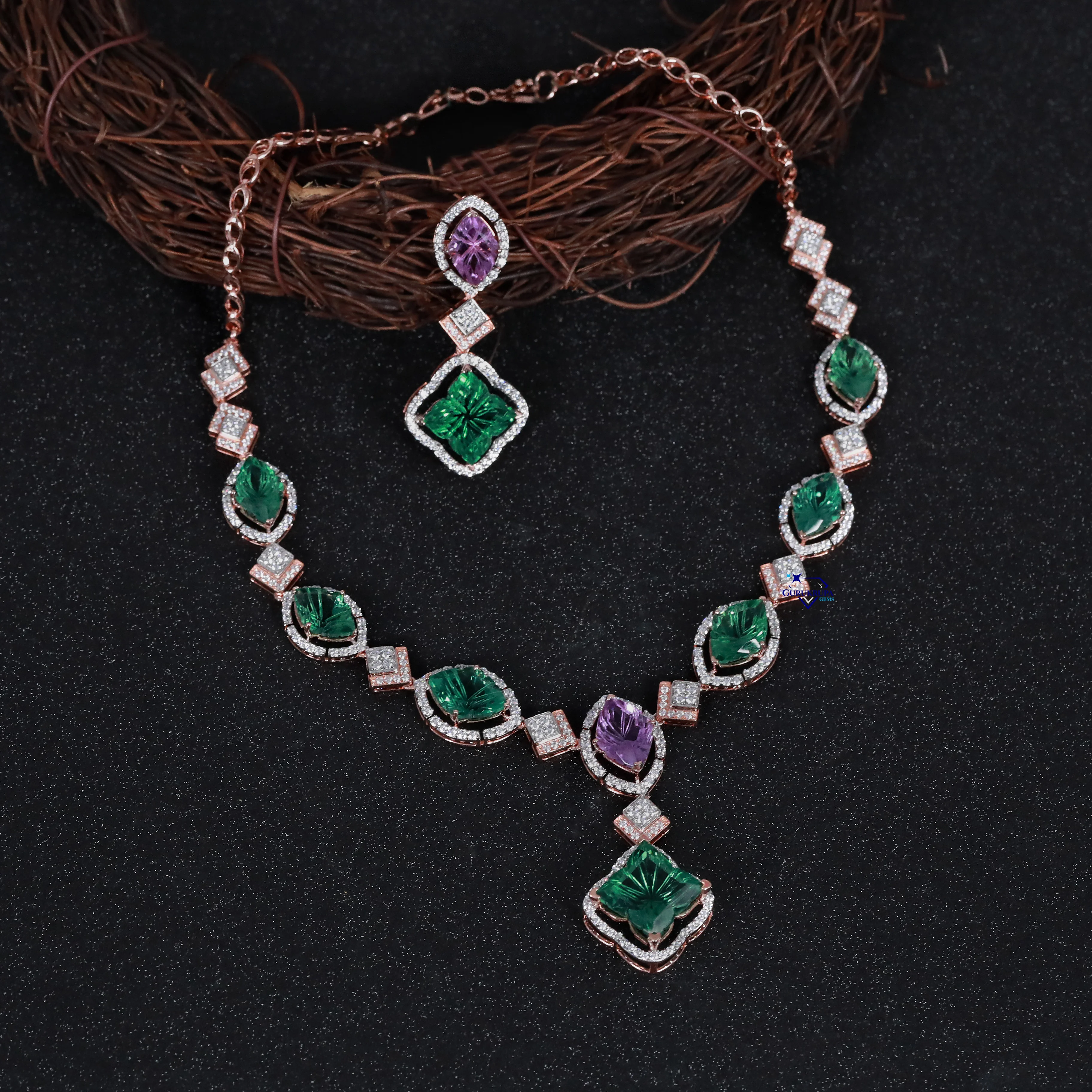 Behold This Beautiful Necklace With Gemstones Crafted In 14kt Rose Gold ...