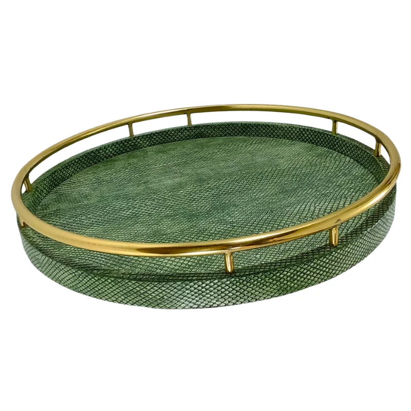 Oem/odm Factory Price Faux Boa Moss Green Color Round Tray Hotel/bar ...