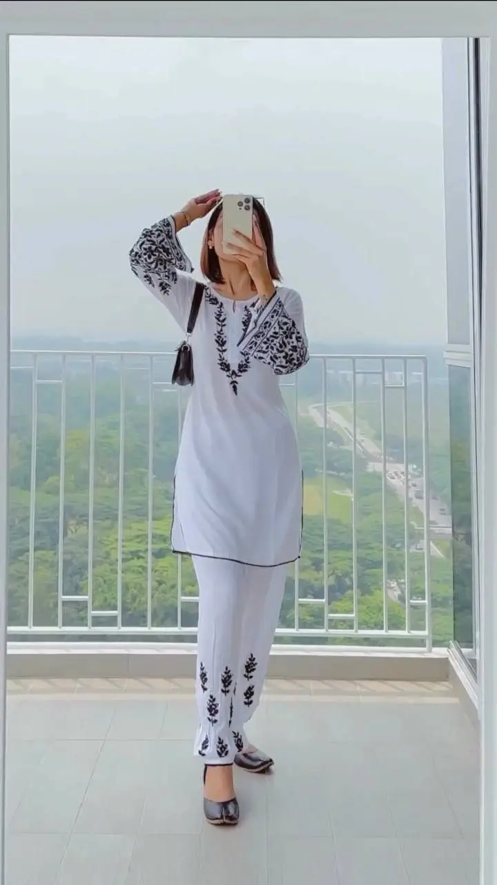 Plazo and Short Kurta Set 3pcs - Ethnic Indian Women's Clothing