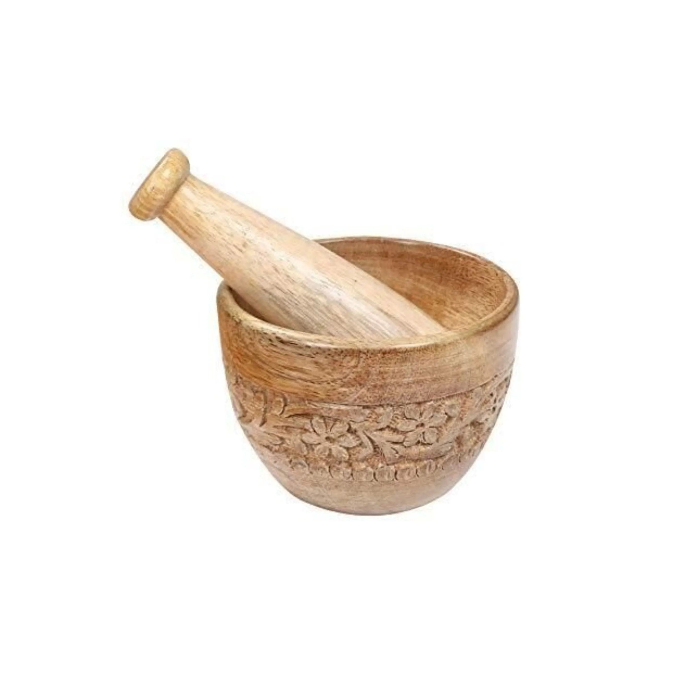Antique Wooden Mortar Pestle Grinding Bowl Set Manual Garlic Smasher ...