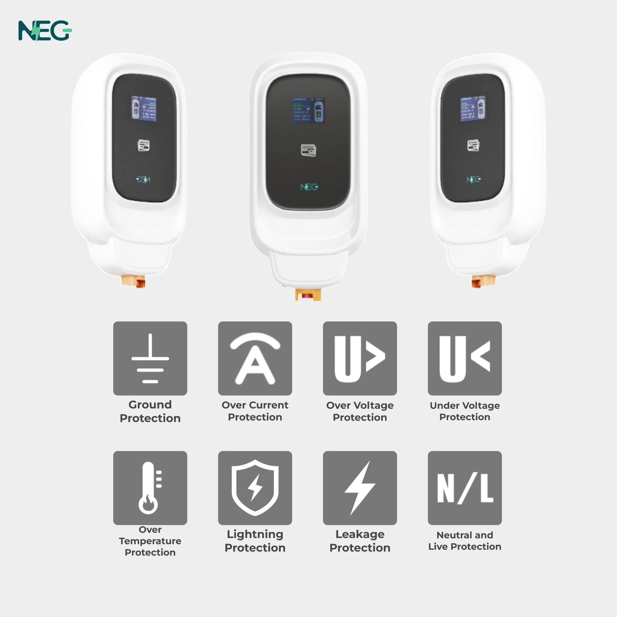 NEG Power New White AC EV Charger Smart Wall-Mounted Charging Station ...