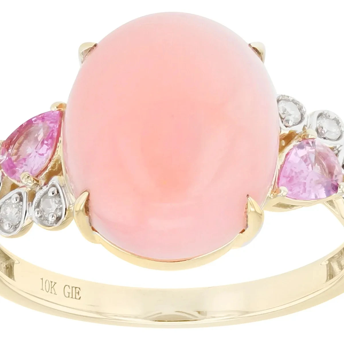 Blushing Beauty: Pink Opal 10k Yellow Gold Ring | A Radiant Symbol Of Elegance And Feminine ...