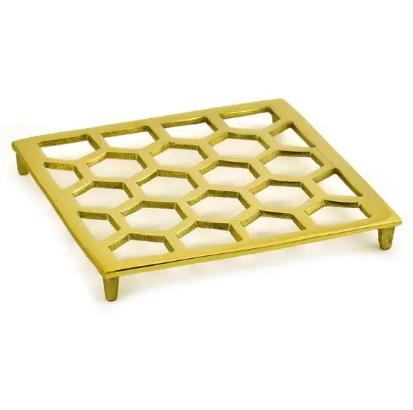 Modern Luxury Design Round Metal Trivet - Nonslip & Heat Resistant