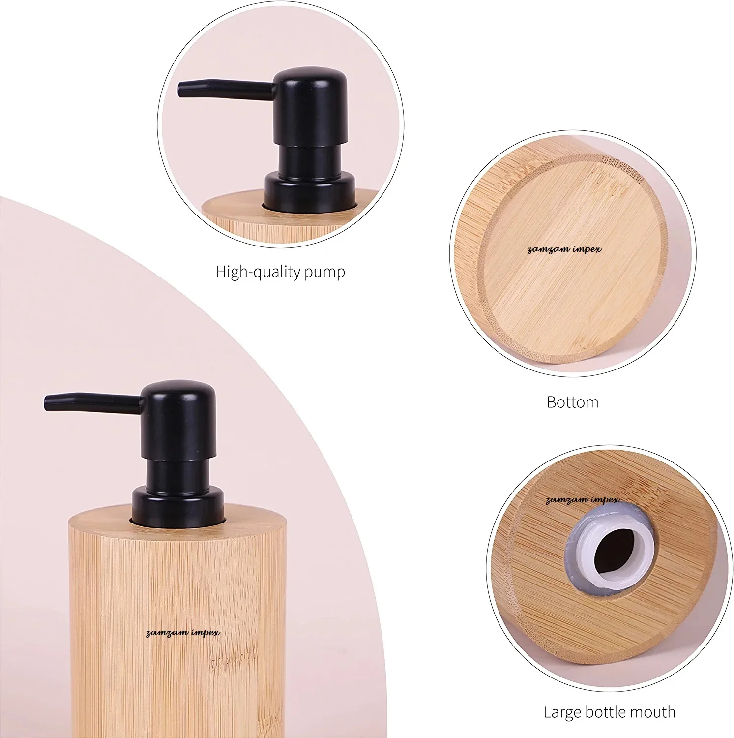 Luxury Premium Bamboo Hand Soap Dispenser 250ml Natural Wood Color ...