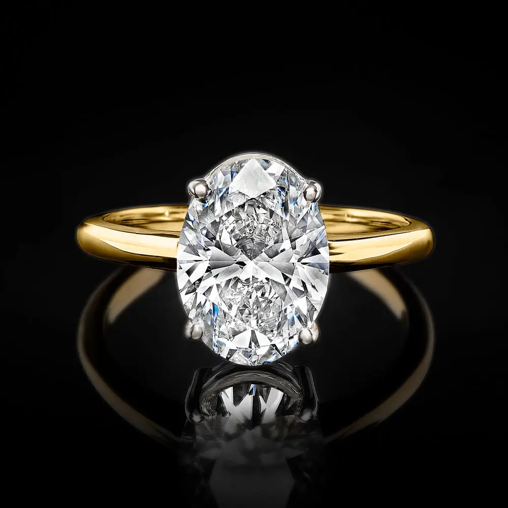 Oval Lab-grown Diamond 14k Yellow Gold Ring | Exquisite Diamond Jewelry ...