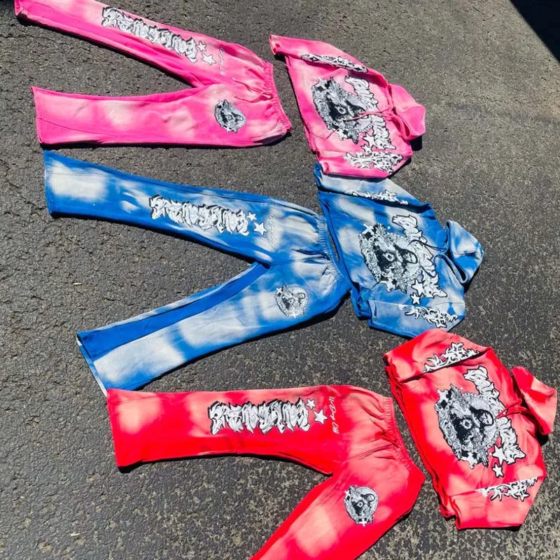 Custom Acid Wash Sweatsuits Two Pieces Fleece Tracksuit Set Oversized ...