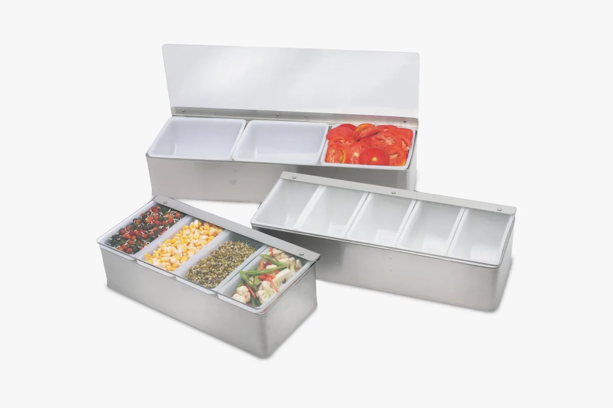 Container Box Compartment Food Grade Steel Plastic Condiment Rack ...