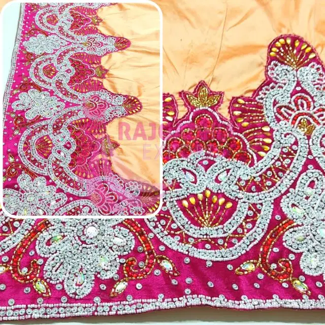 2 Meter Red George Gurgura Embroidered Fabric for Beddings