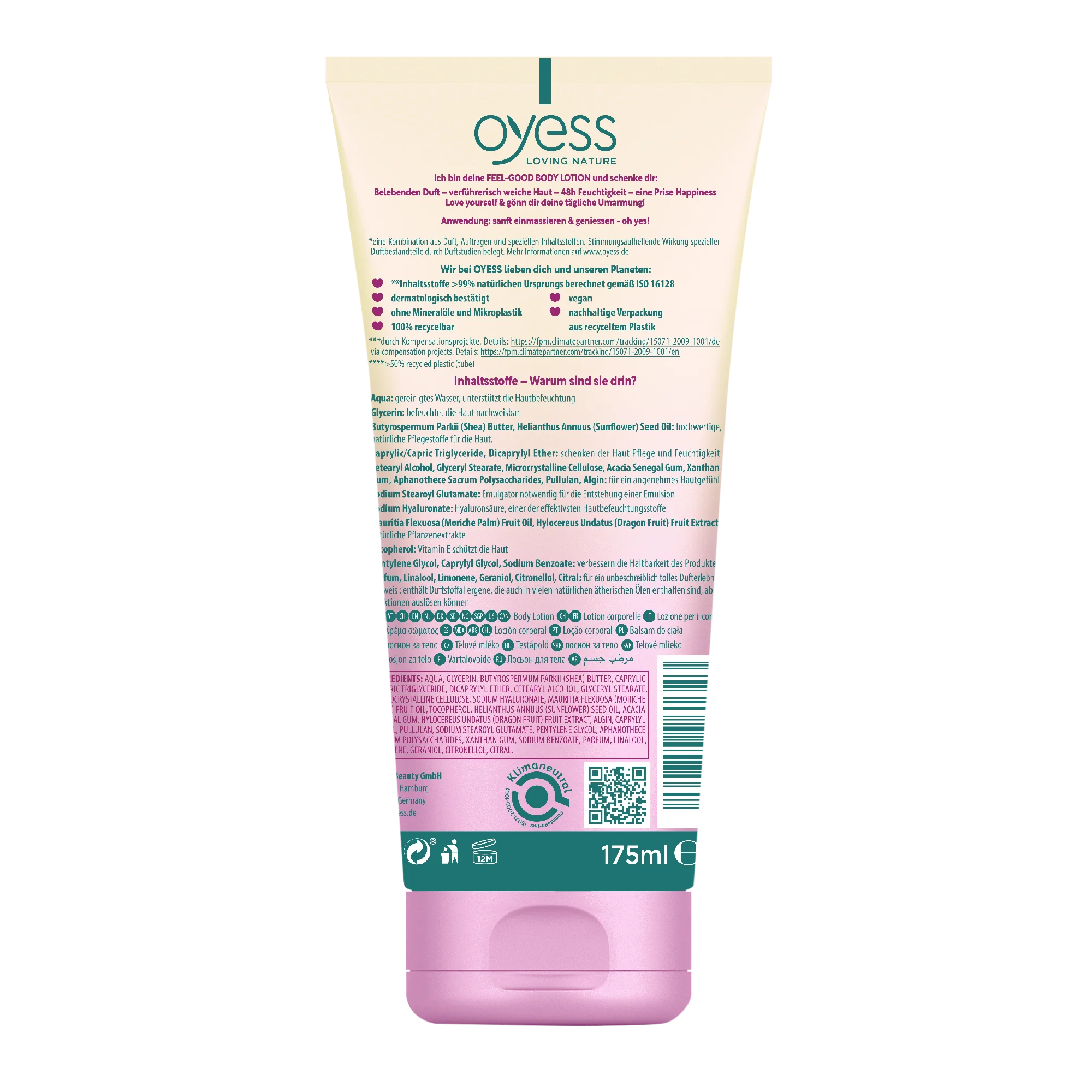 Oyess Vegan Feel Good Body Lotion Fruity With 48h Moisture And ...