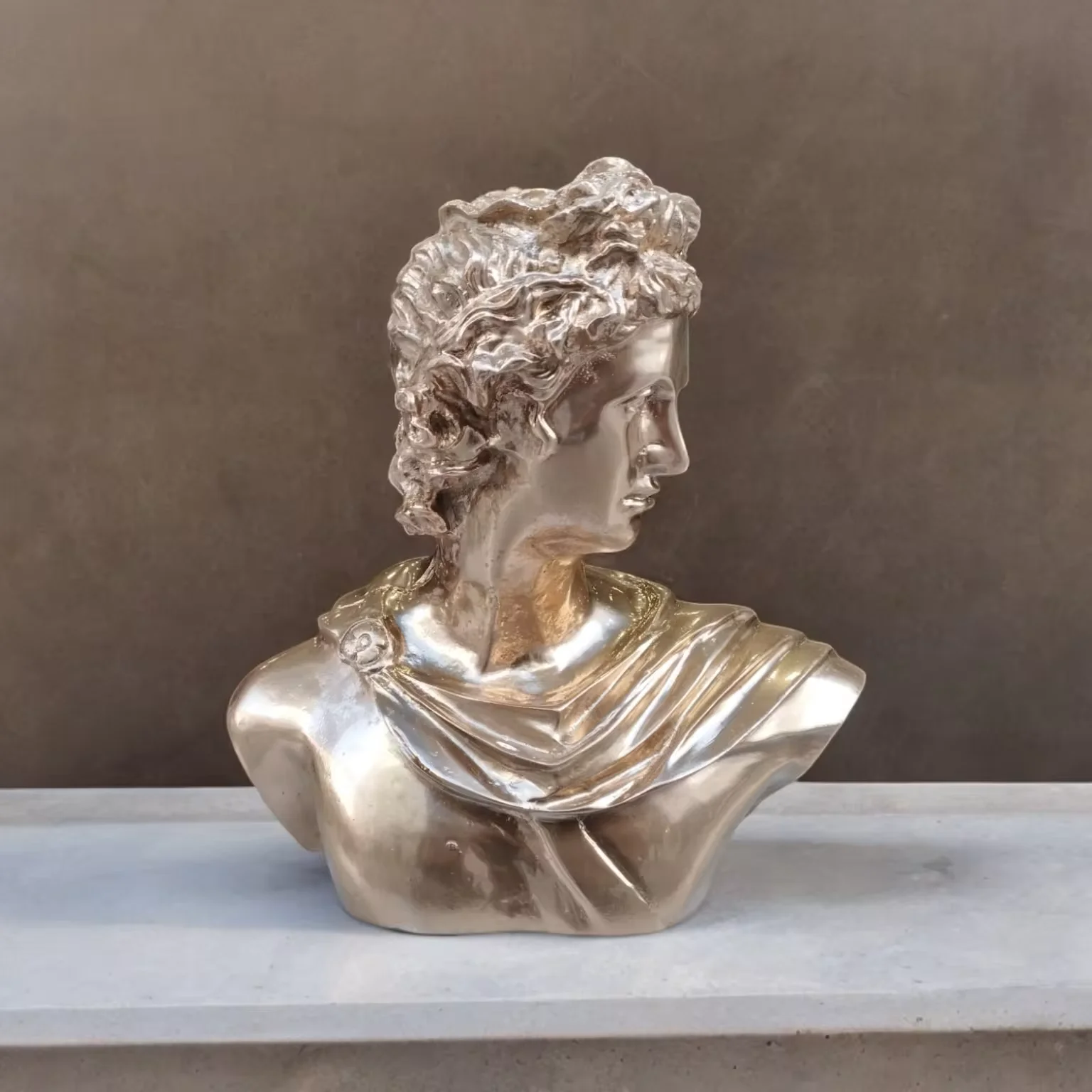 Apollo Bust Statue Sculpture Modern Luxury Home Table Decor Gold Greek ...