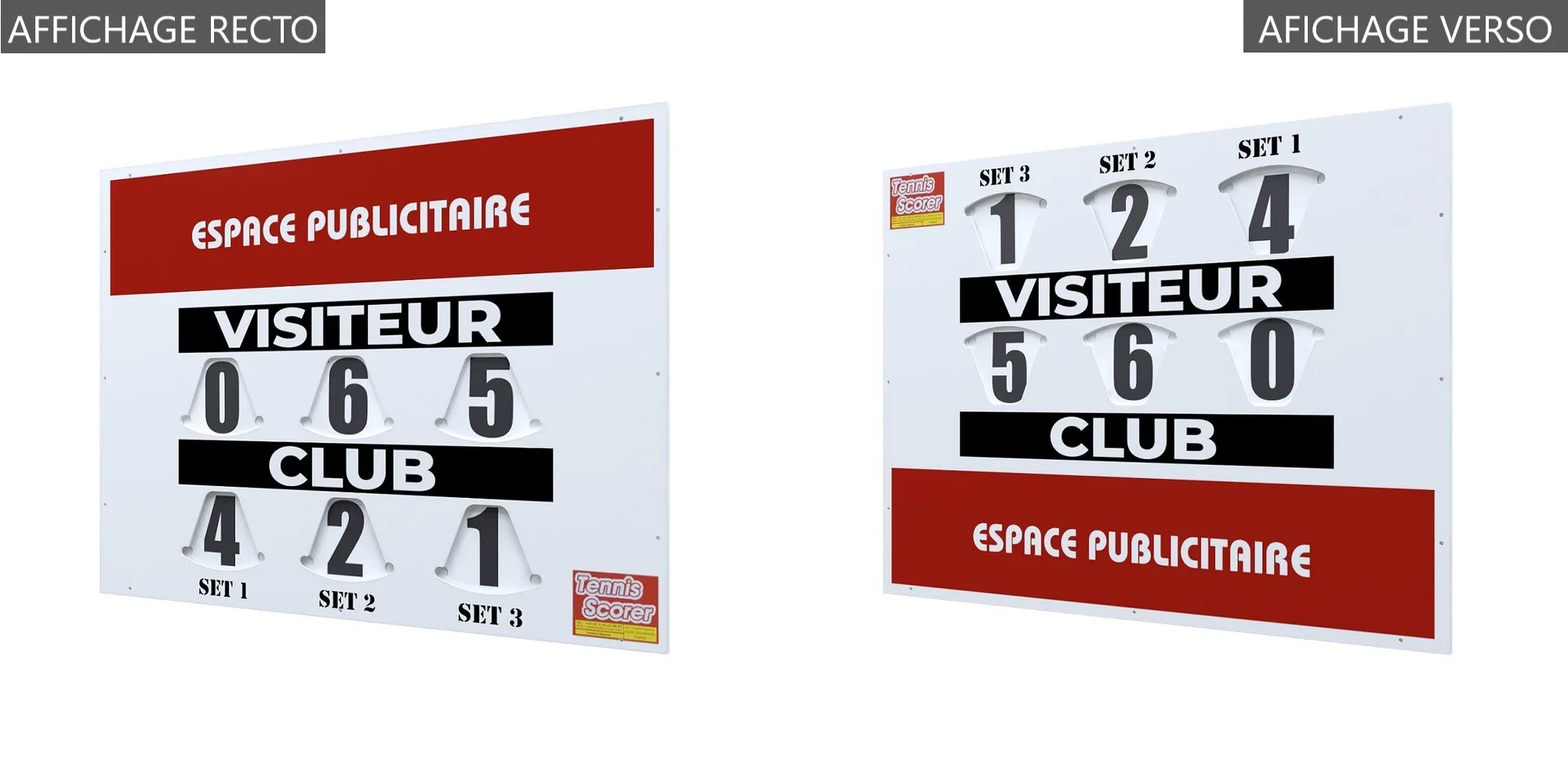 Manual Scoreboard Compact Double Sided 80 X 60 Cm For Tennis Padel ...