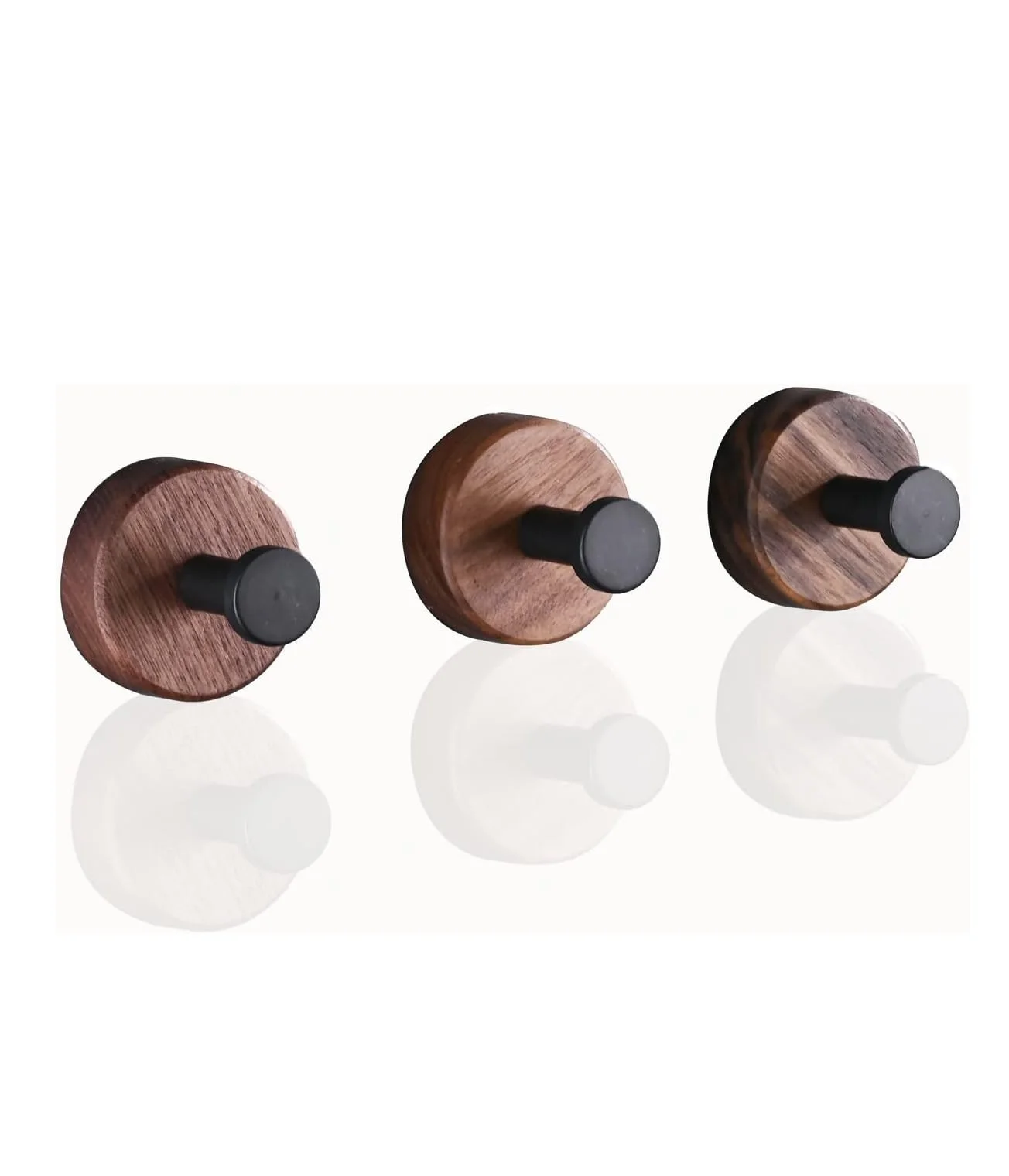Adhesive Wooden Wall Hooks for Hanging 3-Pack Modern Coat Hooks ...