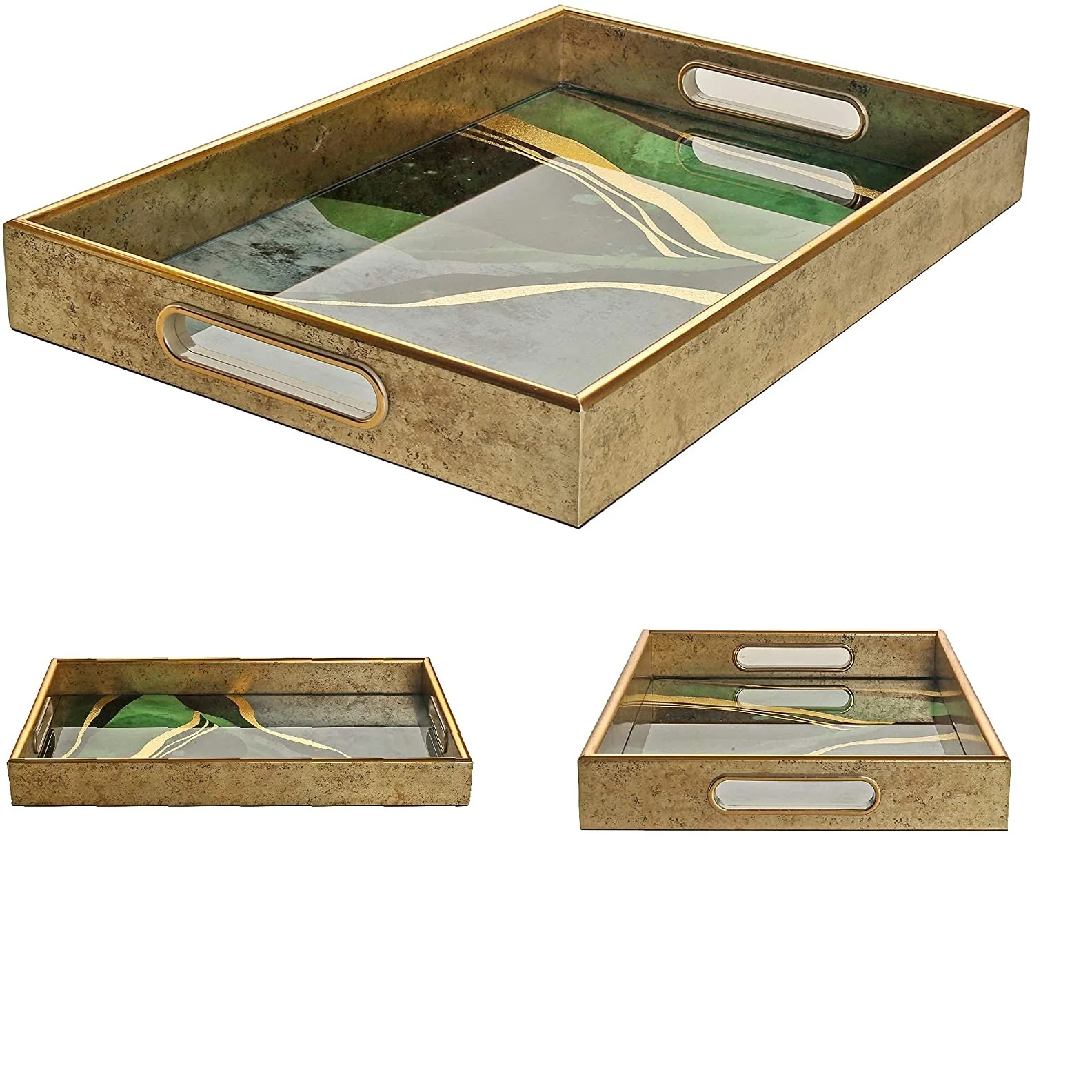 Custom Design Natural Finished Wooden Serving Tray Set Of 3 Hotels ...