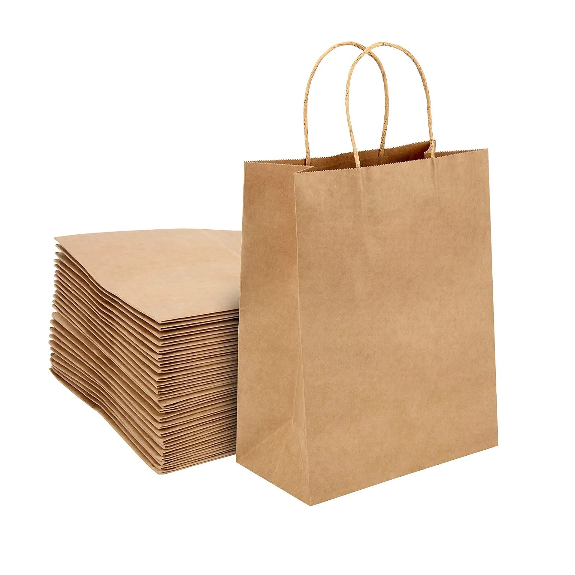 Custom Printed/plain Eco Friendly Biodegradable Brown Kraft Paper Bags ...