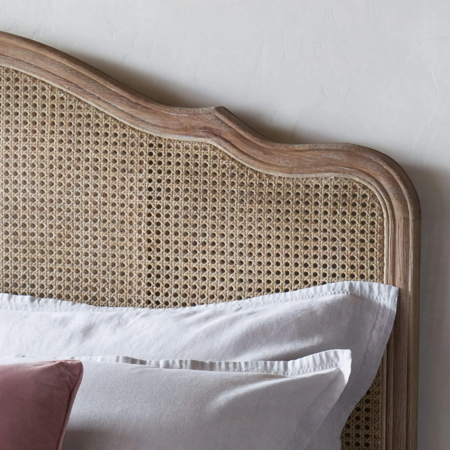 Rattan Bed Frame Made Solid Wood Walnut Color High Quality