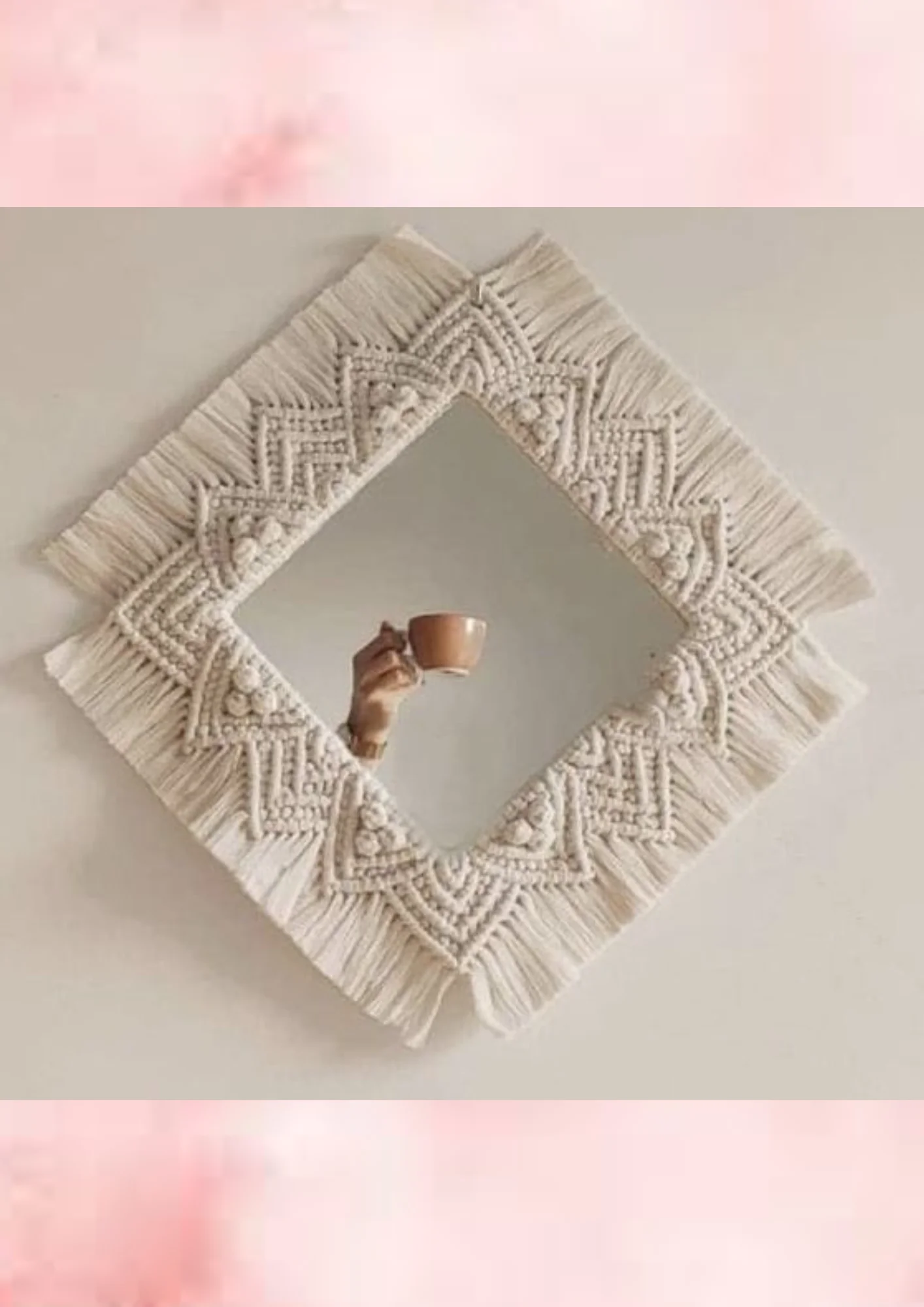 Round Macrame Mirror Wall Hanging Boho Home Decor Decorative Wall ...