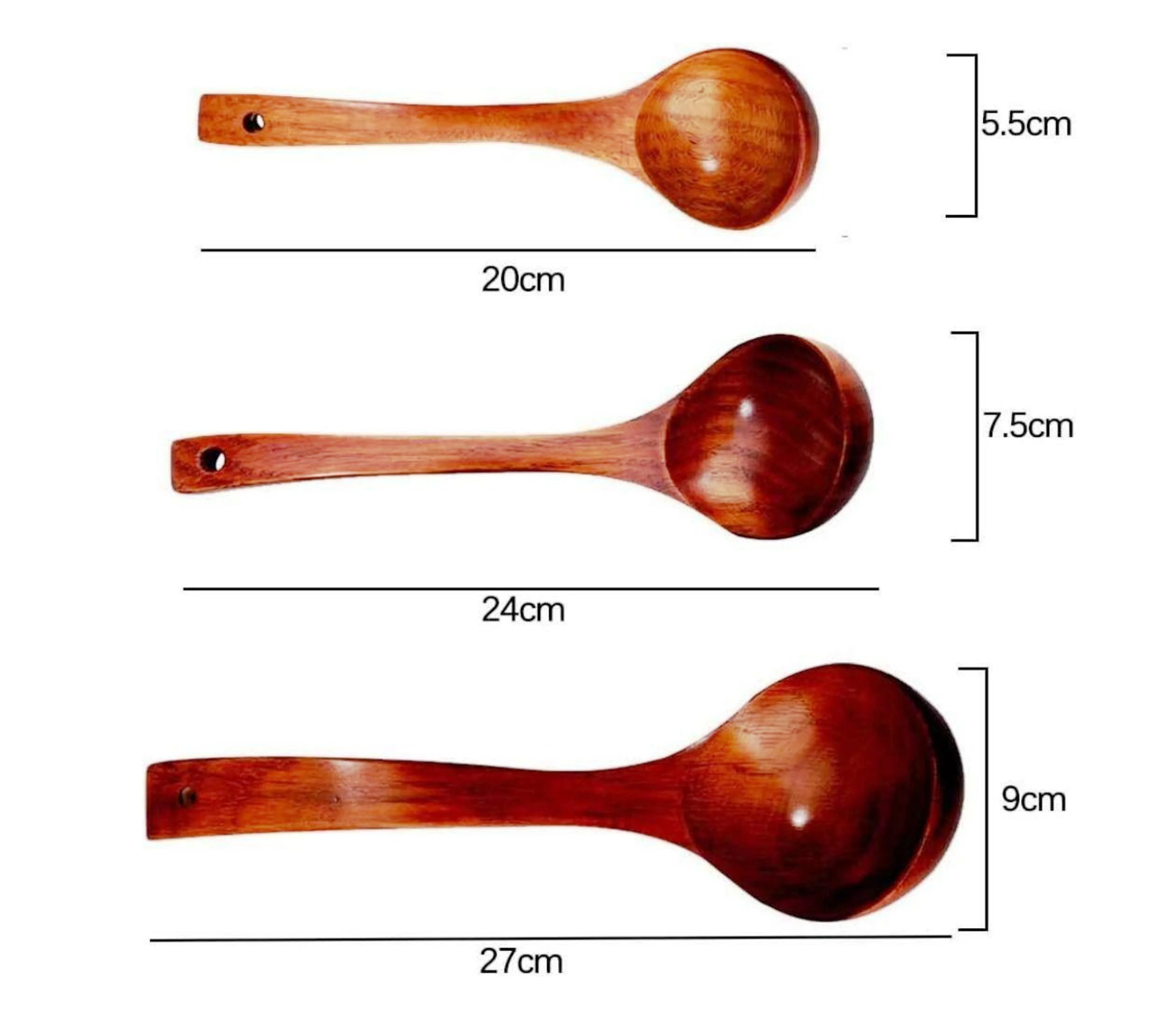 Pcs Wood Long Handle Soup Ladle Natural Colour Home Cooking Premium ...