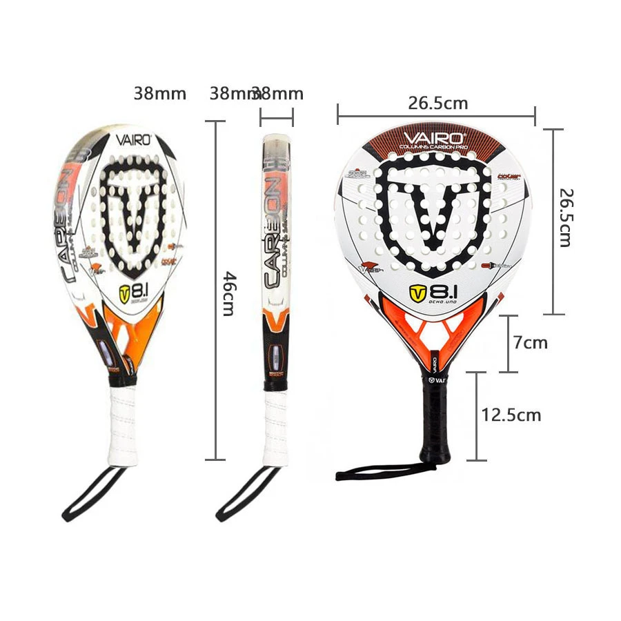 Vairo Padel Racket 3 Layer Carbon Fiber Beach Paddle Eva Face For ...