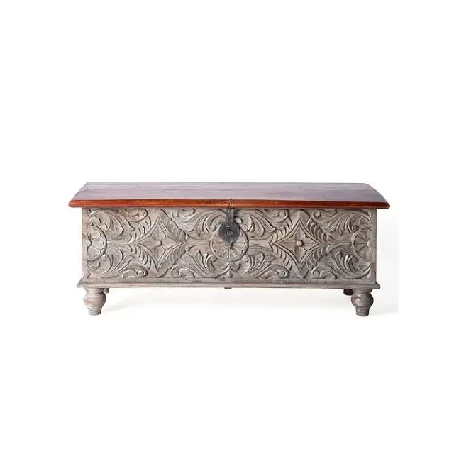 Vintage Mango Wooden Trunk Box Industrial Rustic Retro Storage Wood ...