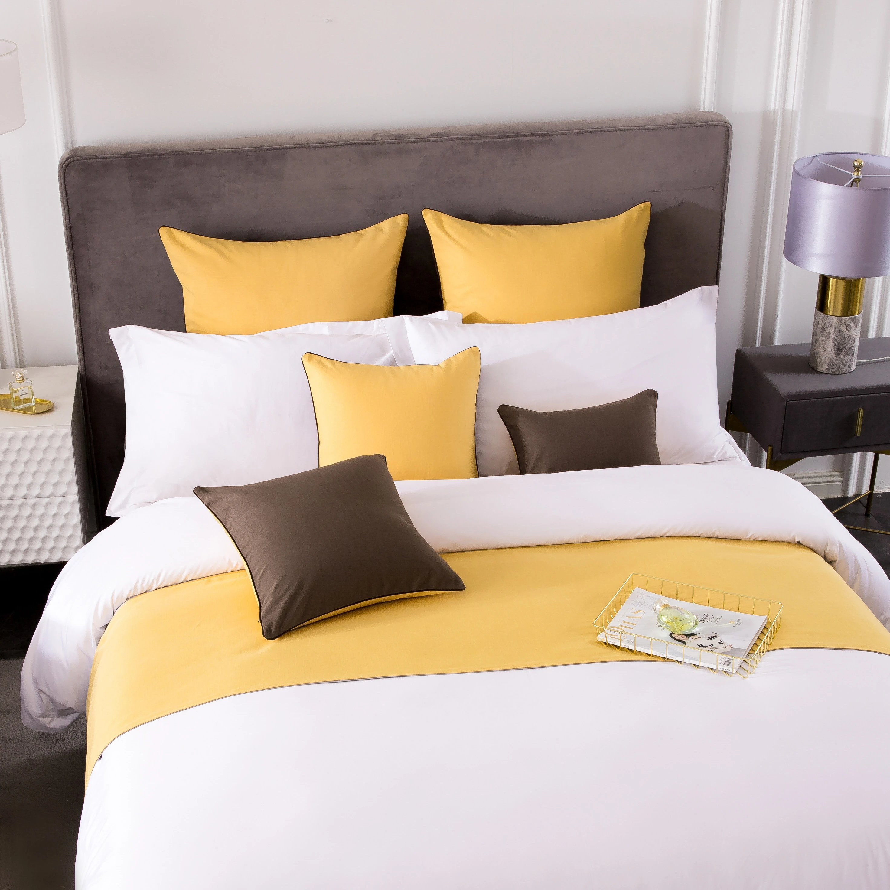 Hotelier Luxury 5 Star Hotel Linen 100% Cotton Sateen Hotel Bedding Set ...