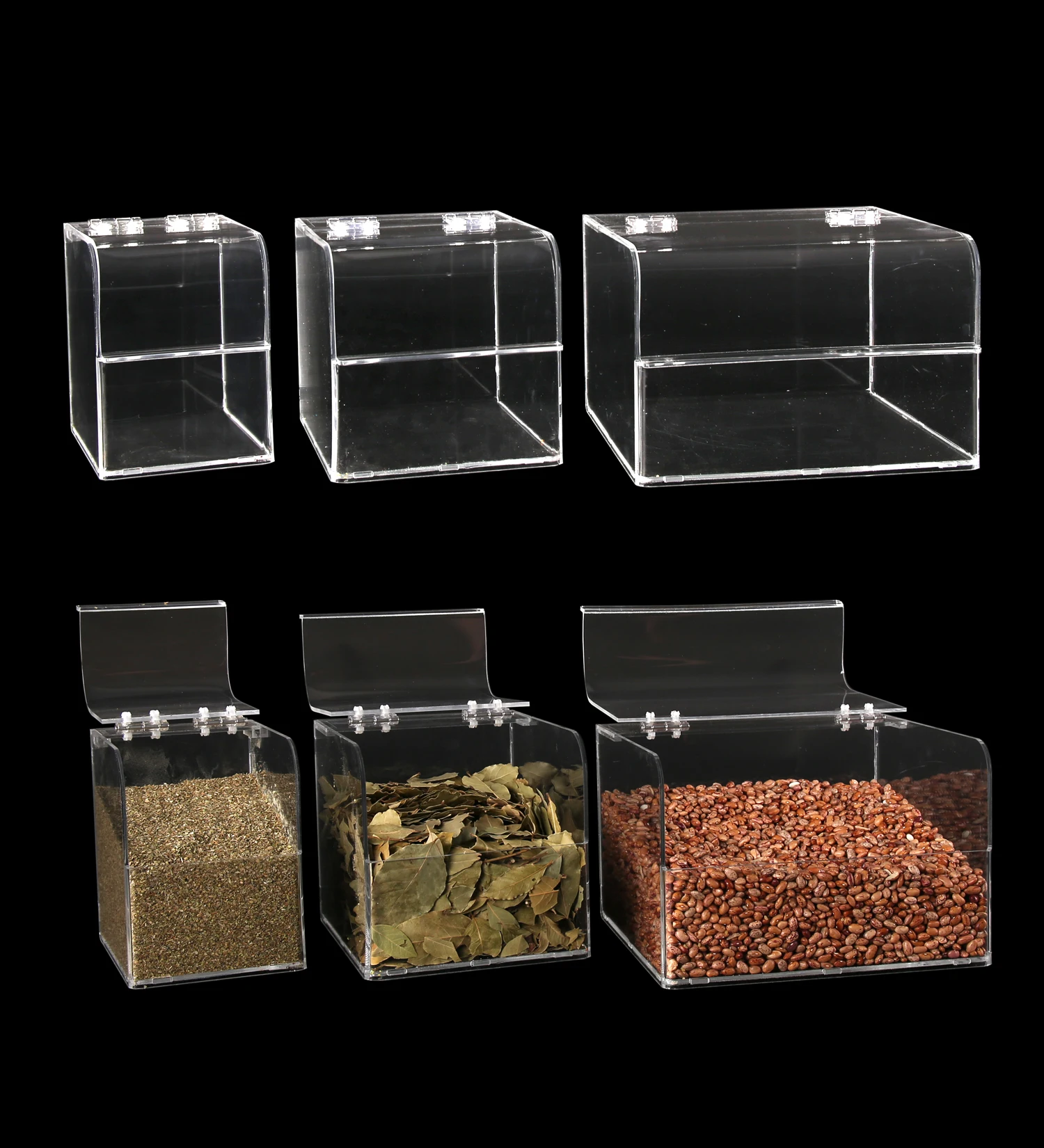 Radius Box With Hinged Lid - Bulk Food Display Box Transparent Acrylic ...