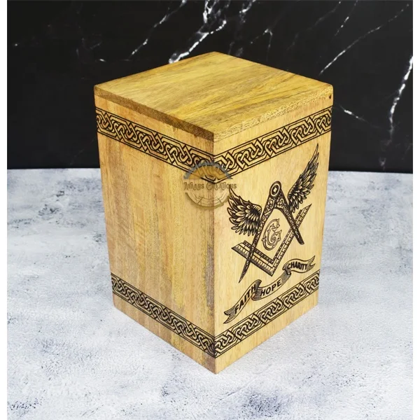 Masonic Symbol Wood Urn Handmade Remembrance Keepsake With Glossy ...