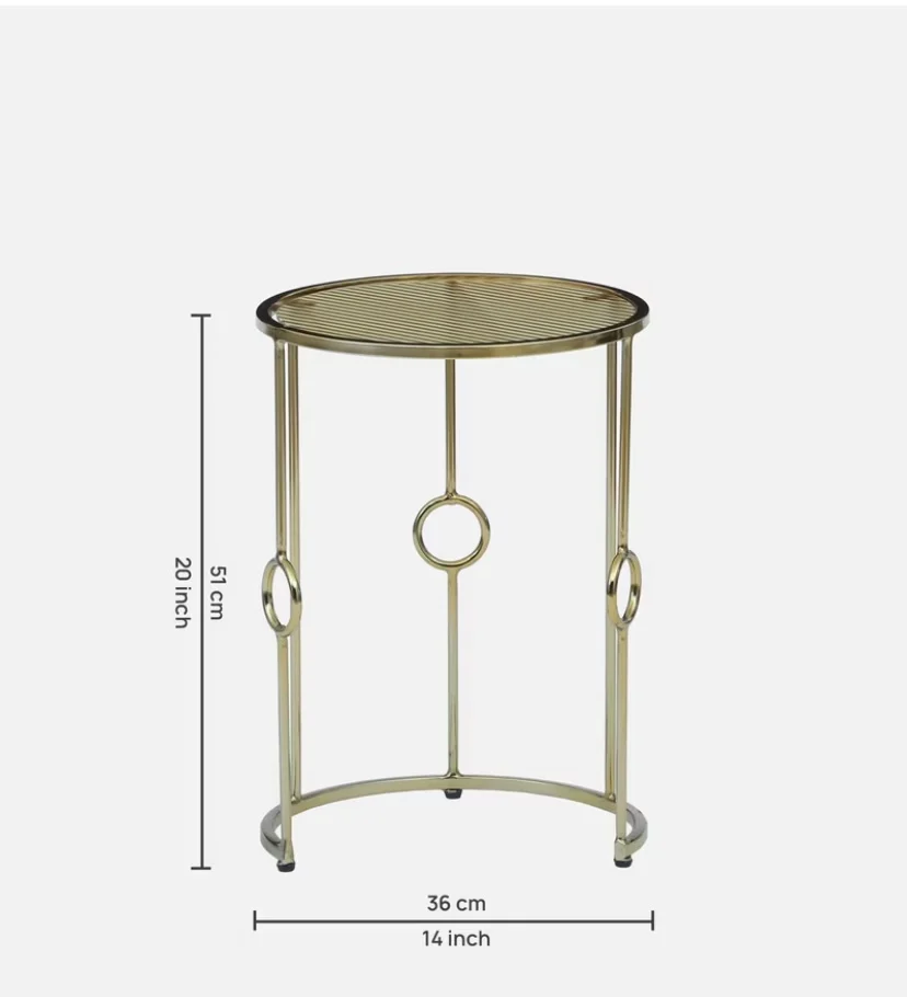 Modern Gold Finish Metal Nest Table Iron And Glass Set For Dining Hall ...