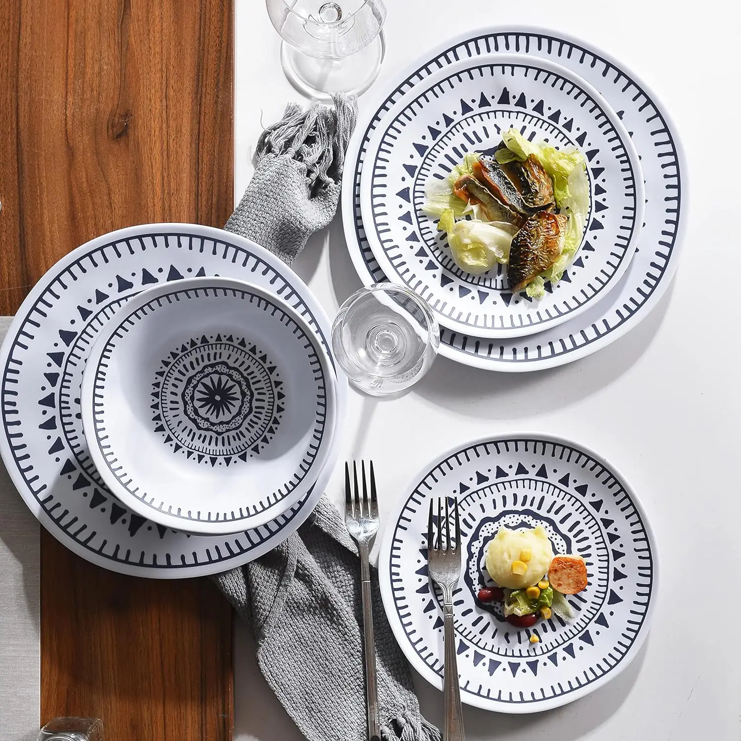 11inch Wood Grain Pattern Melamine Dinnerware Sets Home Outdoor Wedding ...