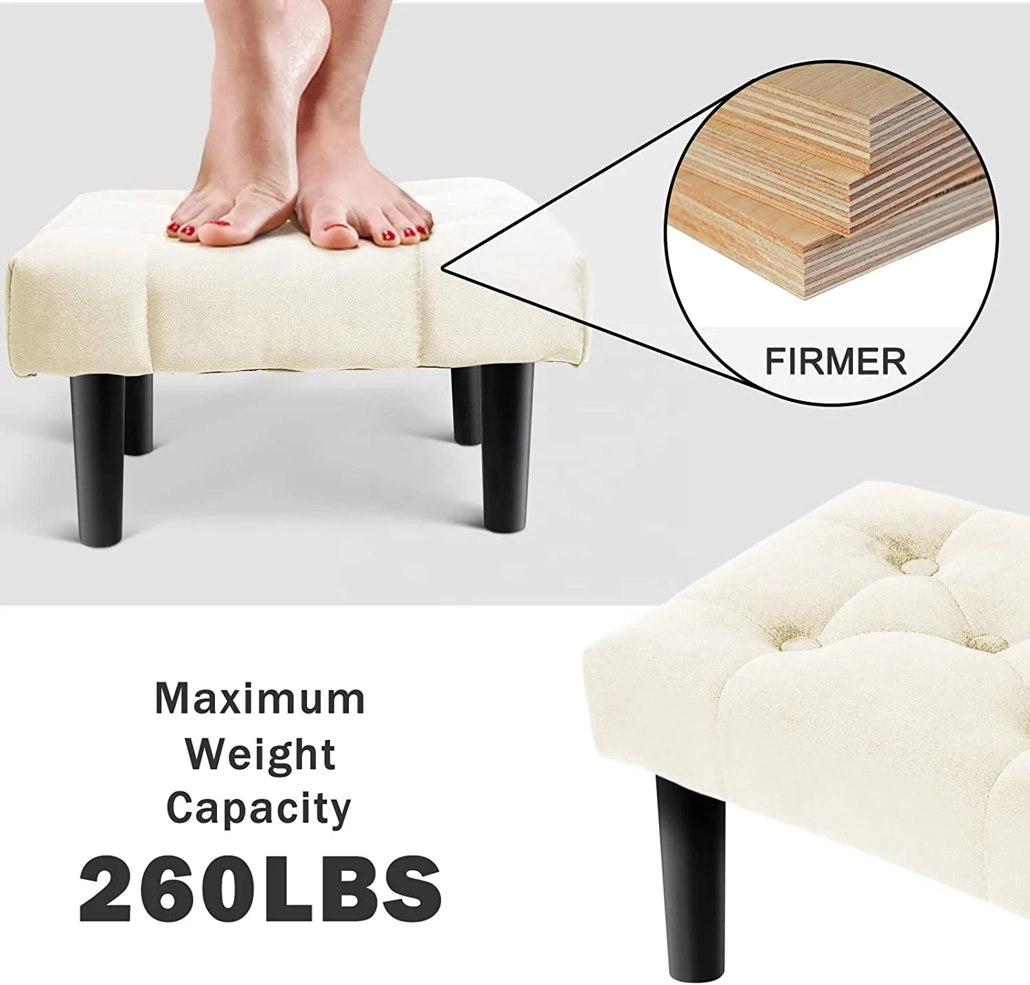 Upholstered Modern Cube Foot Rest Ottoman - Decorative & Durable