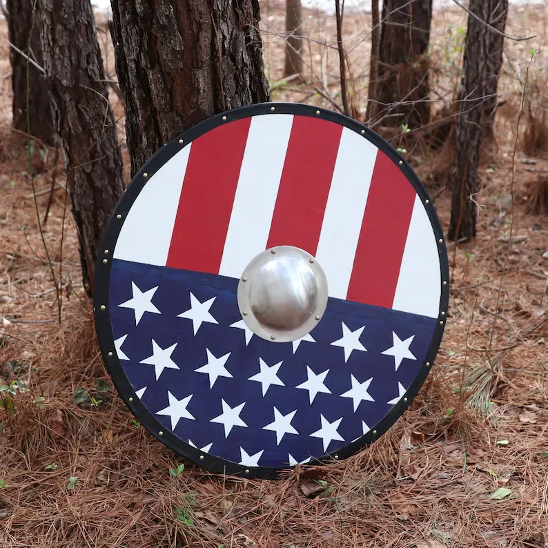 Stars and Stripes USA Viking Style Shield Handmade Functional American ...