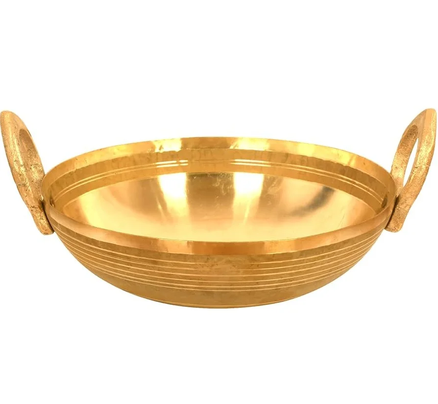 Advantageous Design Brass Kadai Hammered Round Shape Serving Food ...