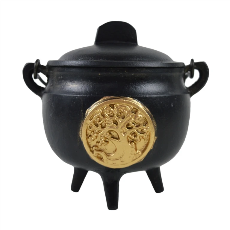 Cauldron Golden Finishing Tree Of Life Cast Iron With Lid And Handle ...