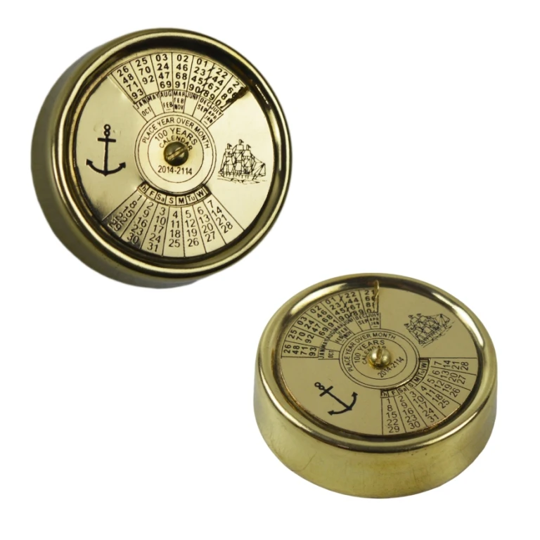 Calendar Compass Shiny Brass 100 Years Nautical Calendar Marine ...