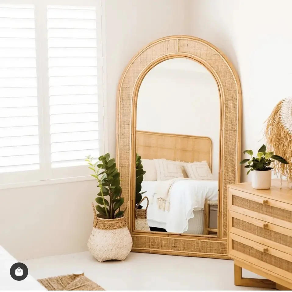 Contemporary Style Mirror Vertical Rattan Decorative Mirror For Every ...