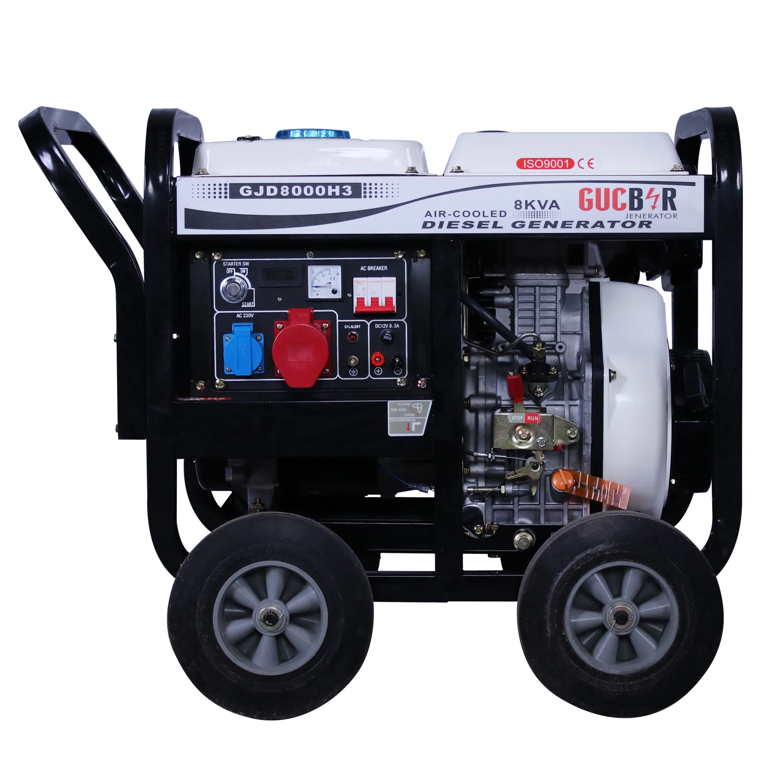 8 KVA Portable Diesel Generator Set Mono Phase Open Type 220V AC DC ...
