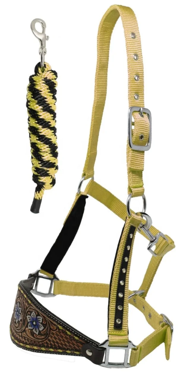 Horse Tooled Leather Bronc Halter Multifunctional Lead Rope Set Horse ...