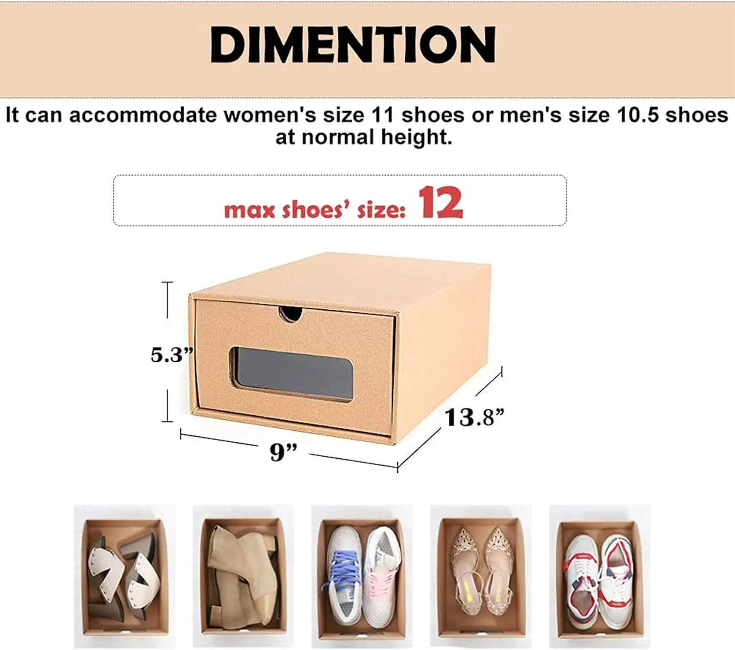 Kraft Paper Shoe Storage Box Assemblable - Buy Carton Paper Box For ...