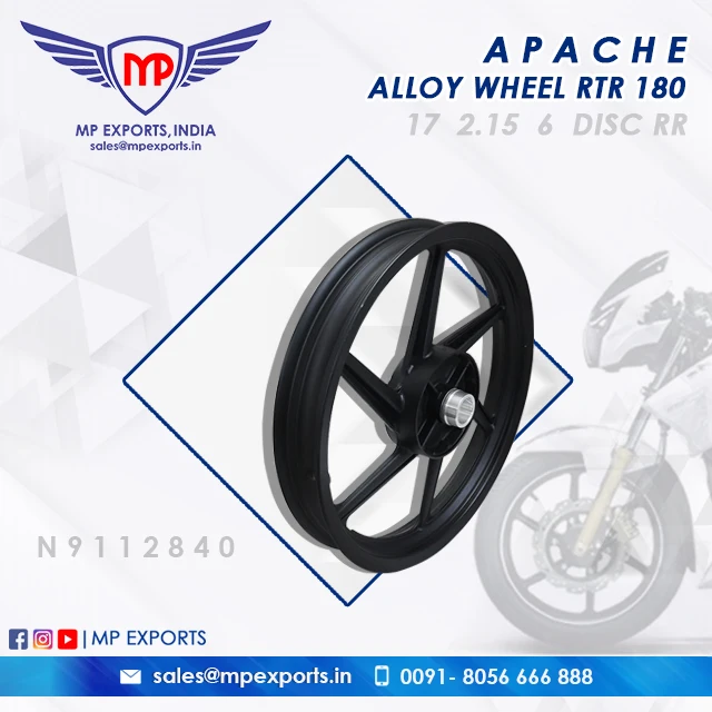 Genuine Quality Alloy Wheel Rtr 180 For Tvs Apache Rtr 2-wheeler Spares ...
