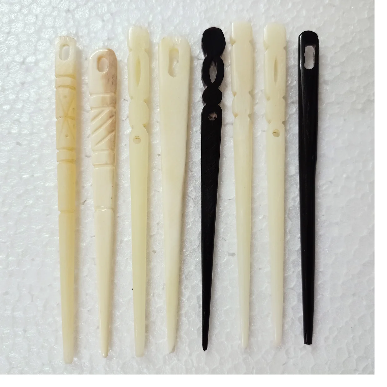Custom Made Hand Carved Bone Knitting Needles for Resale