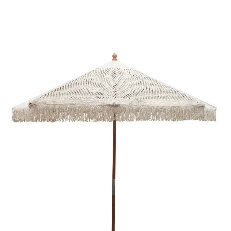 Macrame Handwoven Umbrella Bohemia Cotton Rope Macrame Parasols Wooden ...
