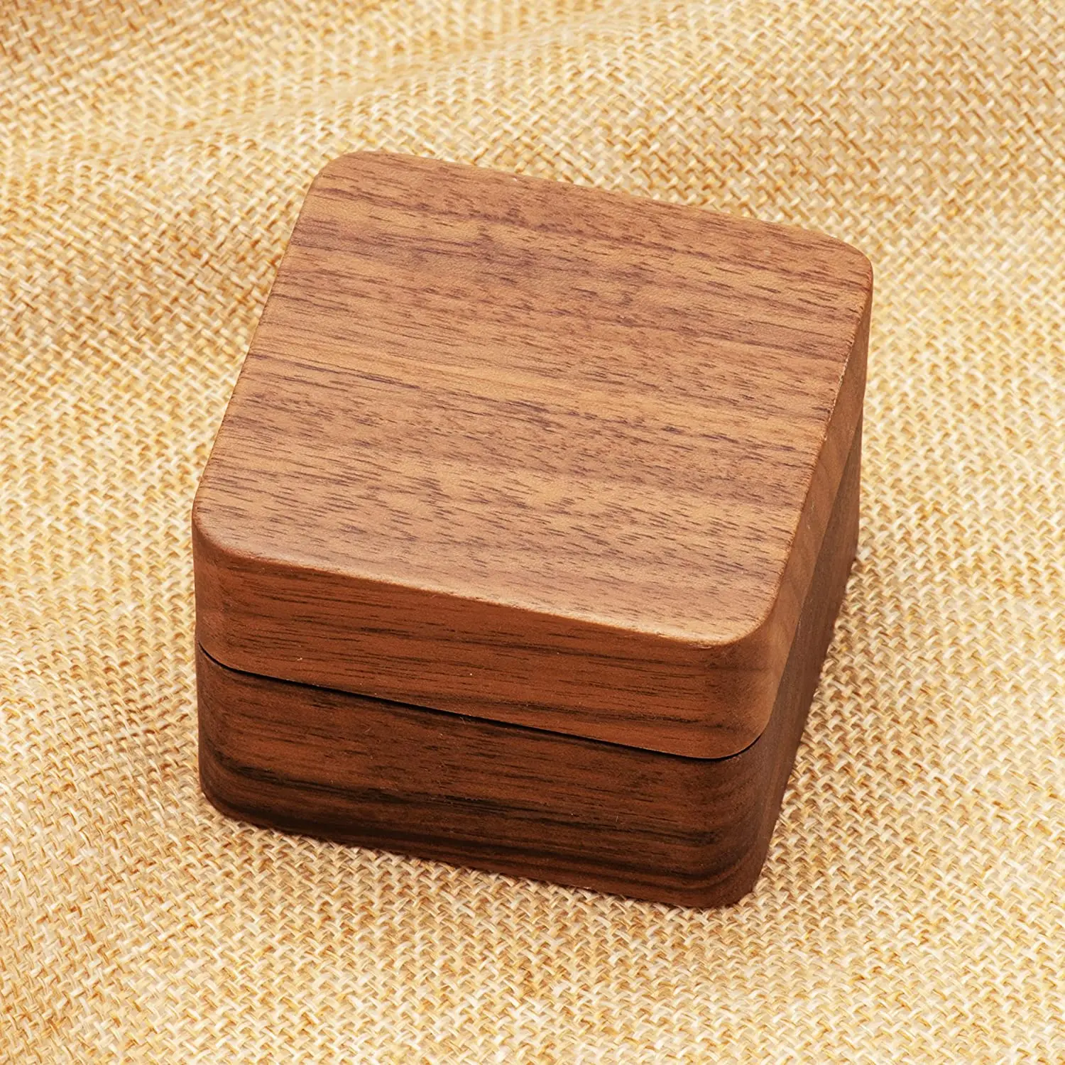 Solid Square Wood Double Ring Box Case Wedding Engagement Proposal ...
