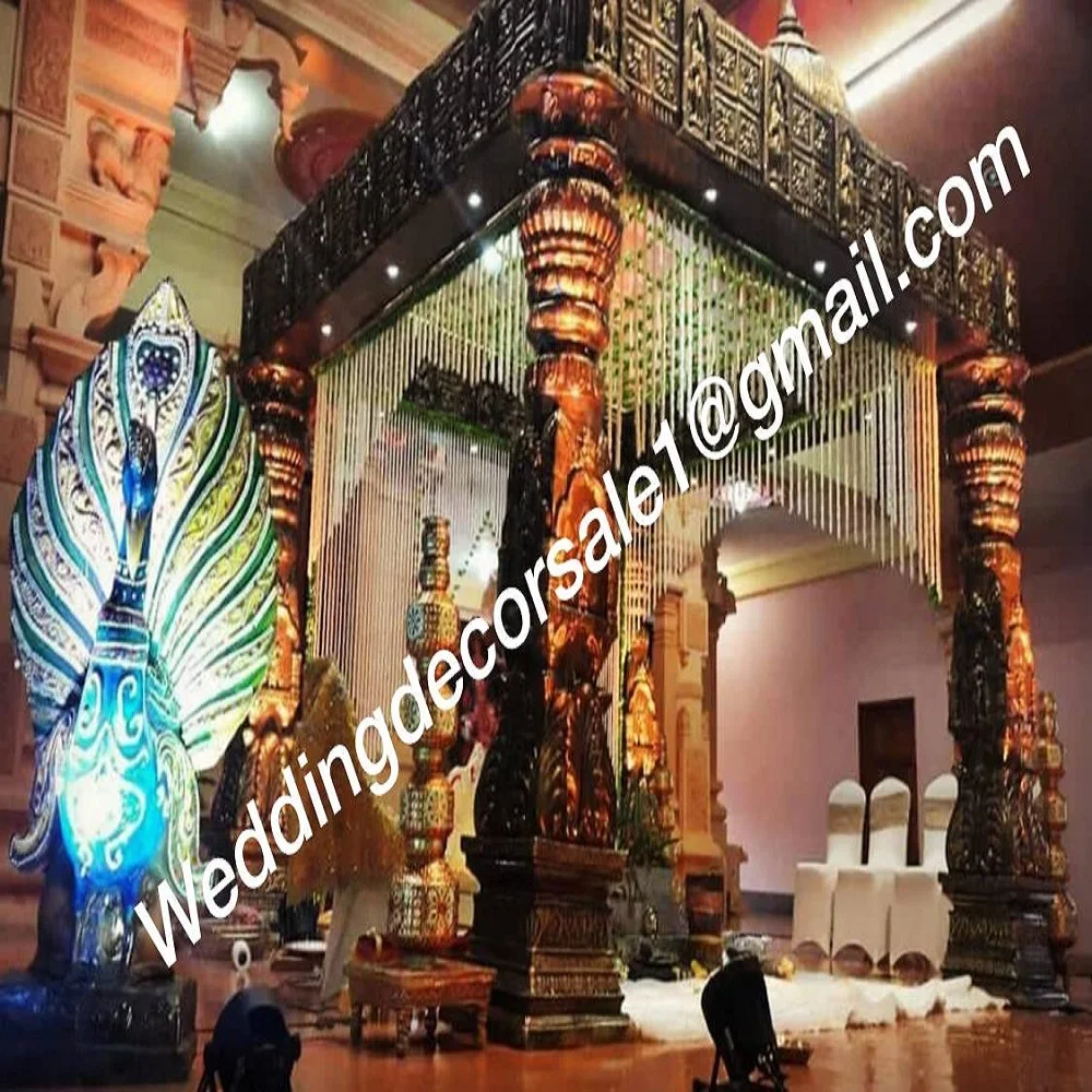 Wedding Mandap New Design Stage Set Fiber Bottle Crystal Pillars Stage ...