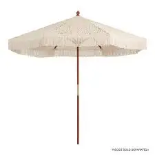 Macrame Handwoven Umbrella Bohemia Cotton Rope Macrame Parasols Wooden ...