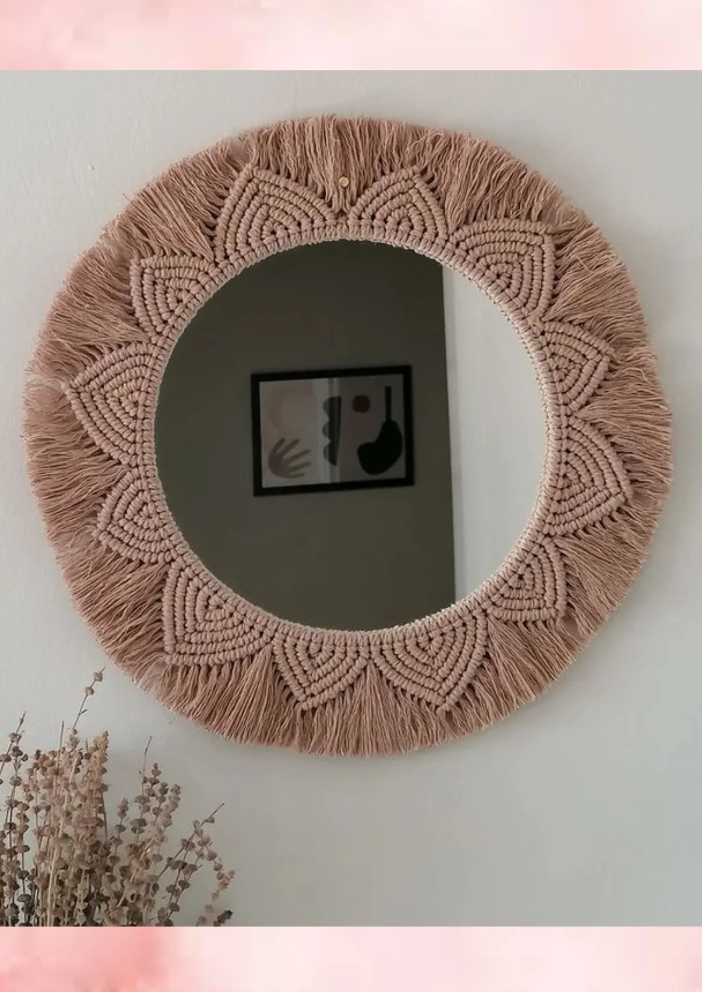 Round Macrame Mirror Wall Hanging Boho Home Decor Decorative Wall ...