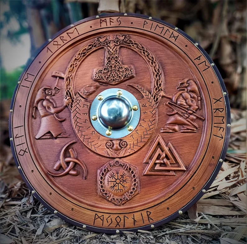 Custom Medieval Molnar Viking Shield - Carved Viking Art