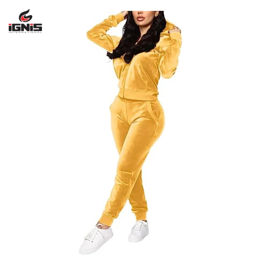 Velvet Tracksuit For Women 2023 Custom Logo Velour Sweatsuit Sweat ...